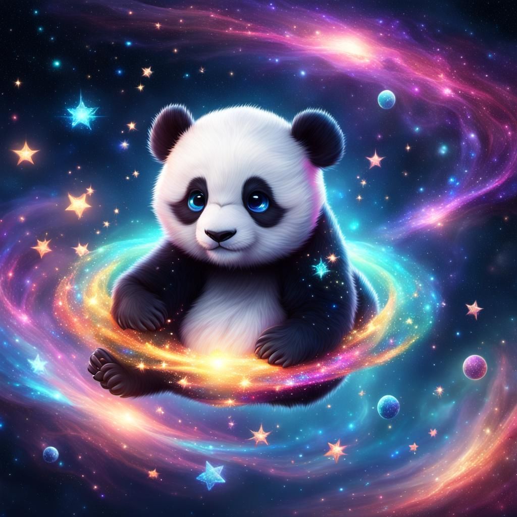 Panda Chillin in Space - AI Generated Artwork - NightCafe Creator