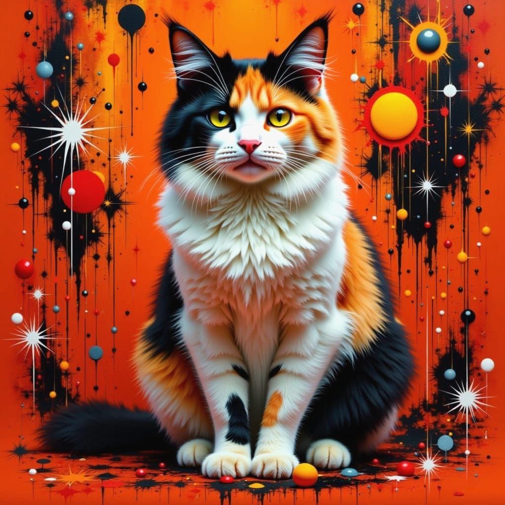He's a Big Boy - Vibrant Cosmic Calico Cat