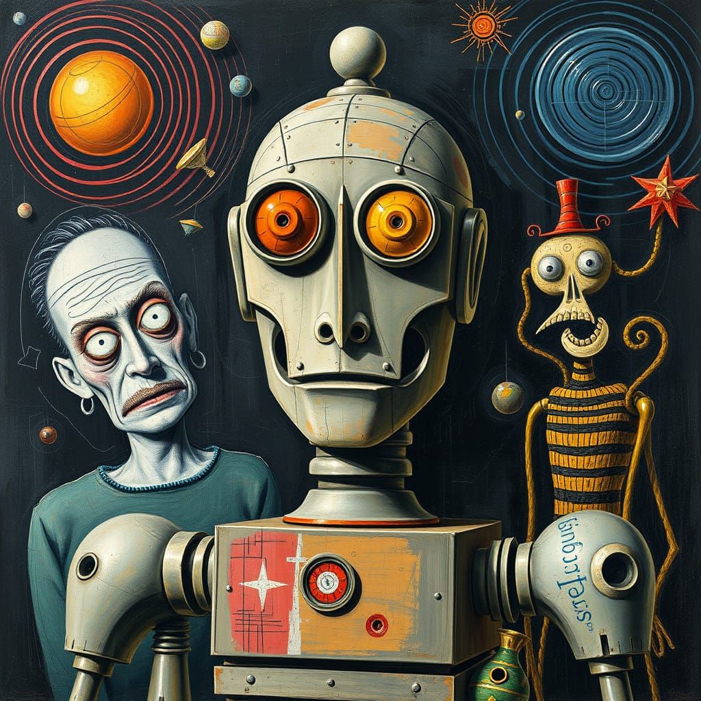 Neo-Expressionist Robot in a Cubist Cosmos - AI Art