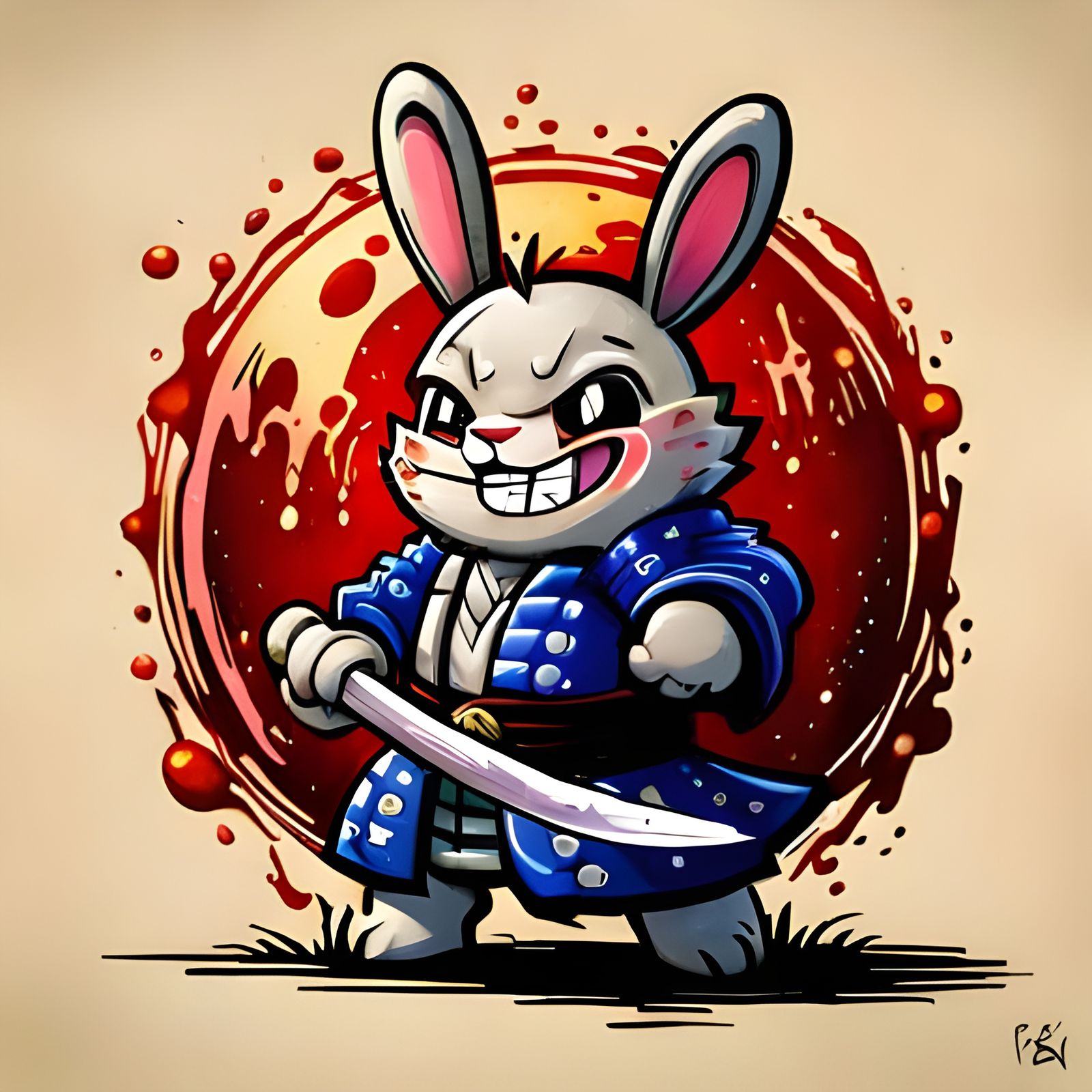 Mad Samurai Babbity Rabbity - AI Generated Artwork - NightCafe Creator