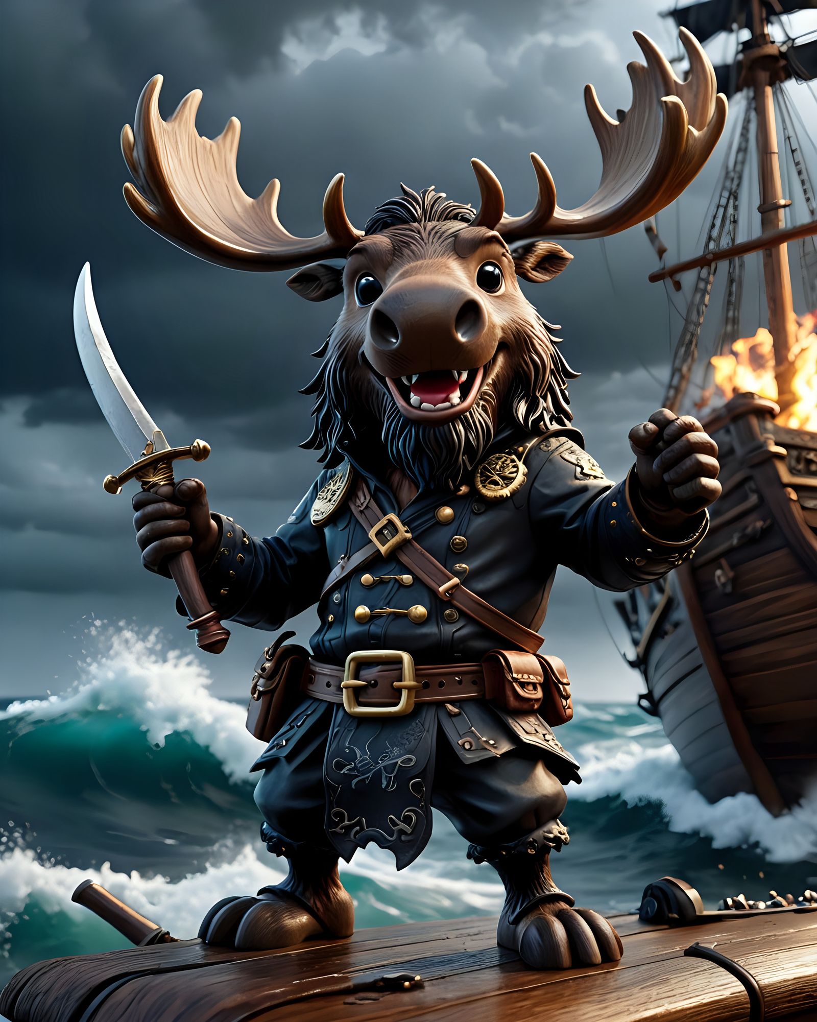 Chocolate Moose Pirate 2 - AI Generated Artwork - NightCafe Creator
