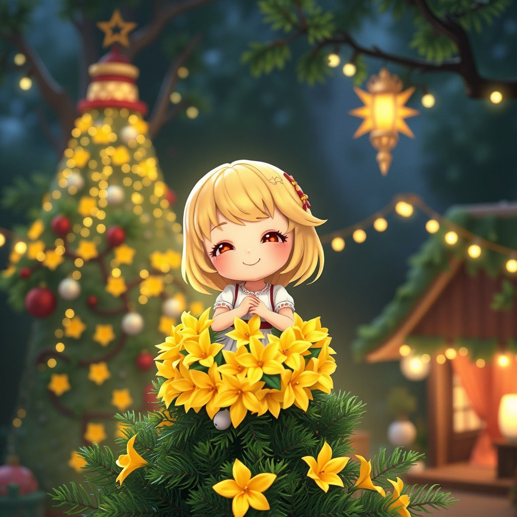 Whimsical CGI Christmas Girl with Radiant Smile an... - AI Art