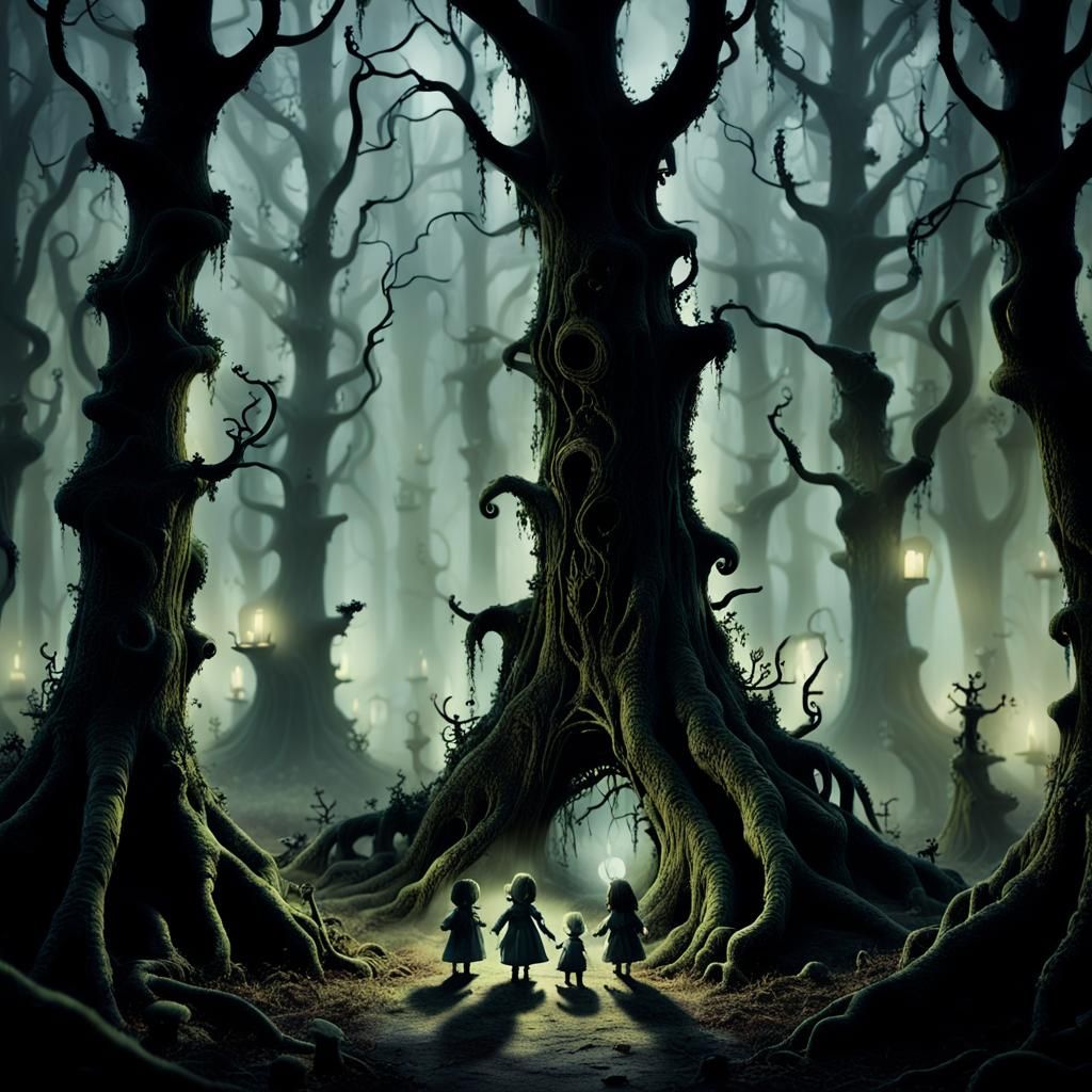 Surreal, Gothic Forest Nursery in Haunting Atmosph... - AI Art