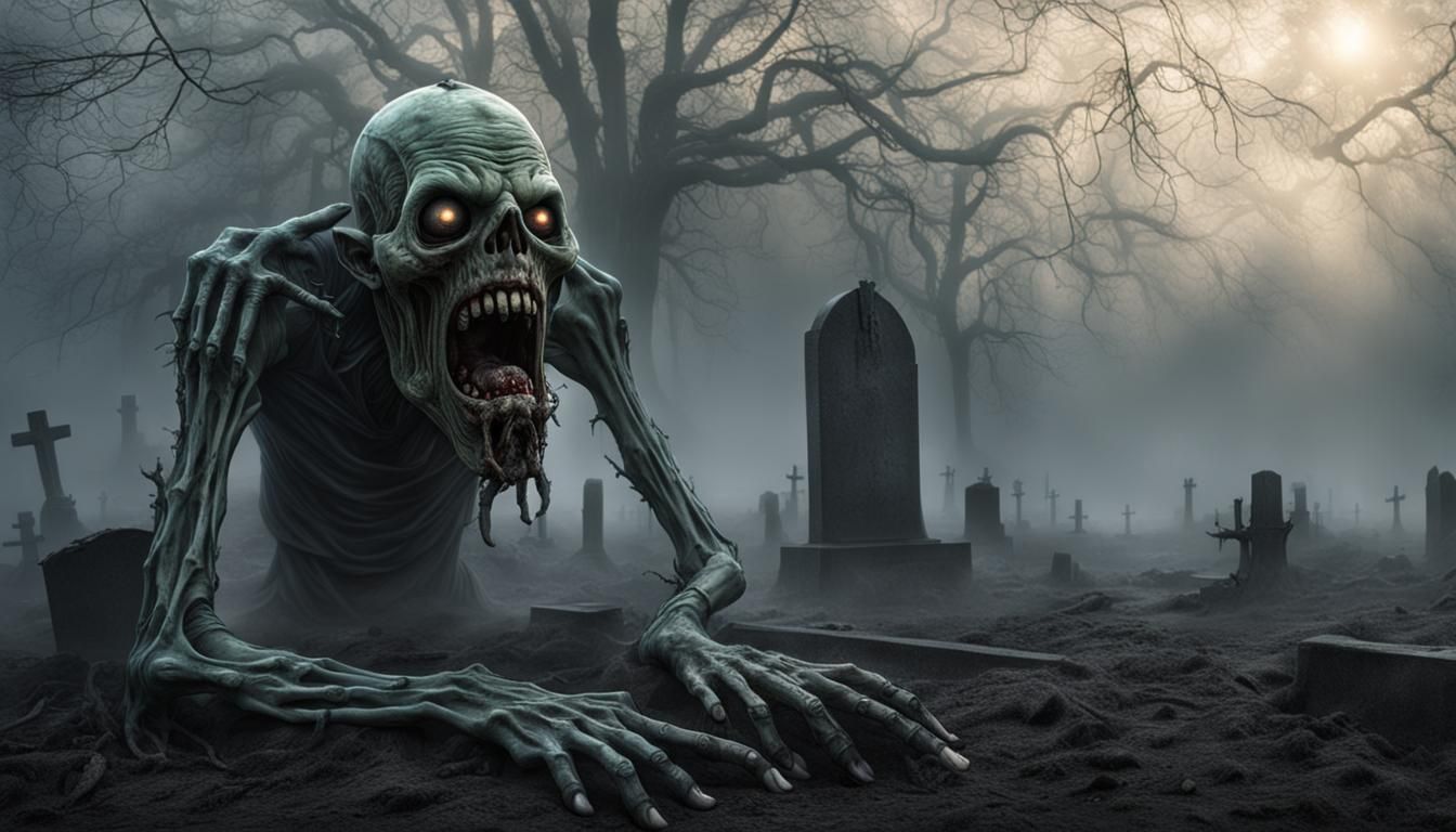 a rotten zombie is rising form the grave - AI Generated Artwork ...