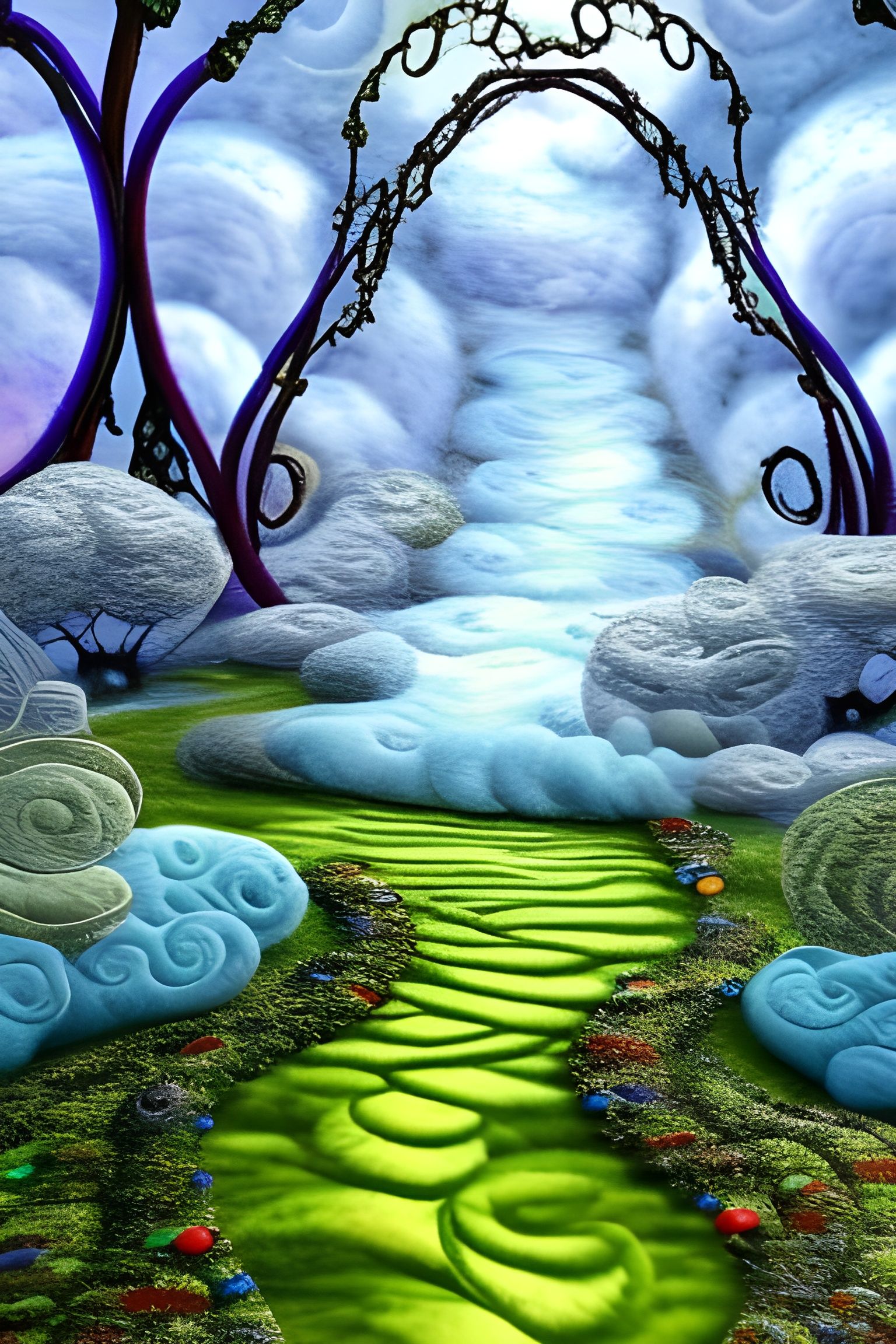 Forest path, cloud path - AI Generated Artwork - NightCafe Creator