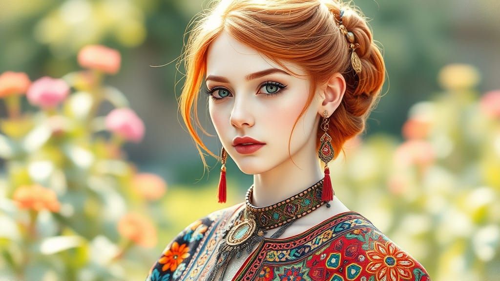 Ethereal Watercolor Portrait of a Kabyle Beauty - AI Art