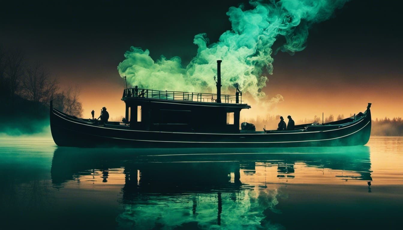 Creepy Ferryman boat Aurorascape, amazing reflections and ripples ...