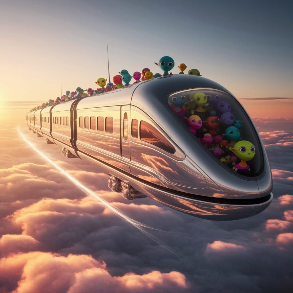 Jovian Sky Train! - Retro-Futuristic Sky-Train Soars Through...