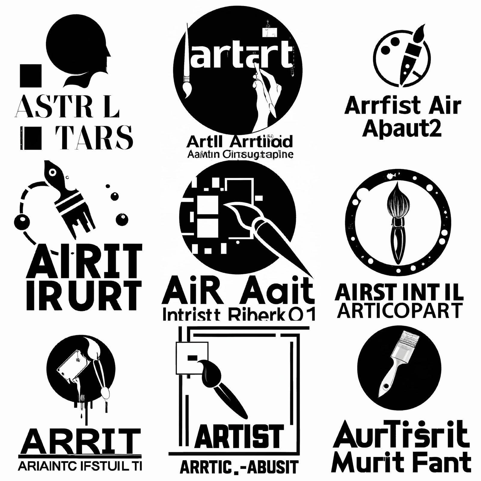 simple 2d monochrome logo for an ai artist, circuit, paintbrush - AI ...