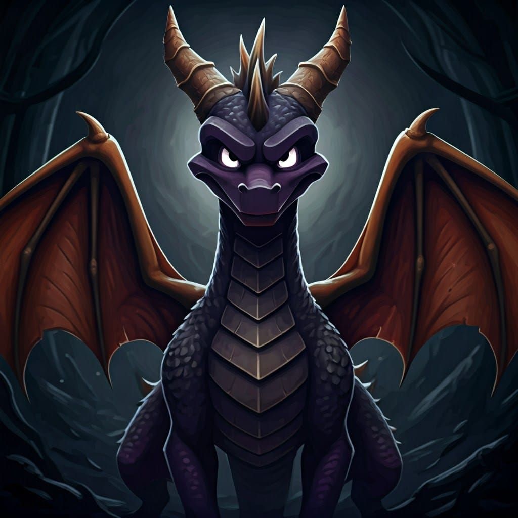 Eternal Night Horror Fantasy Art: Dark Spyro in Ha... - AI Art