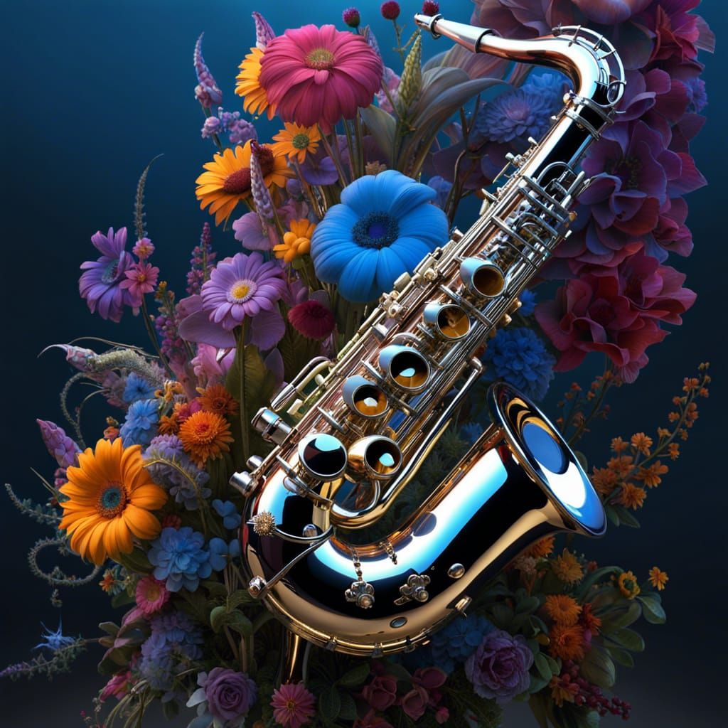 Shiny saxophone - AI Generated Artwork - NightCafe Creator