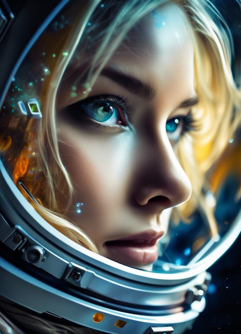 Beautiful blond in space - AI Generated Artwork - NightCafe Creator