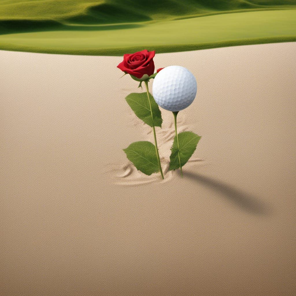 golf course green flag sand trap roses photo illustration - AI ...