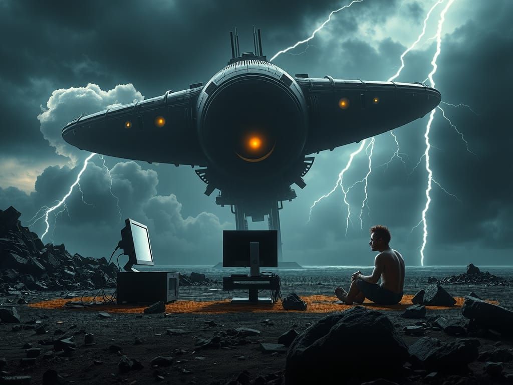 Cyberpunk Cookie Monster in Despair - AI Art