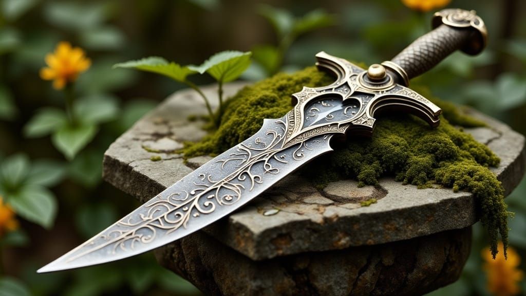 Mystical Dagger in Ancient, Dark Fantasy Style - AI Art