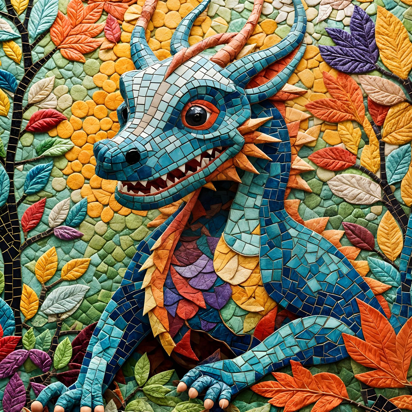 Daily Challenge #884: Monster Mosaics - A cartoon mosaic dragon
