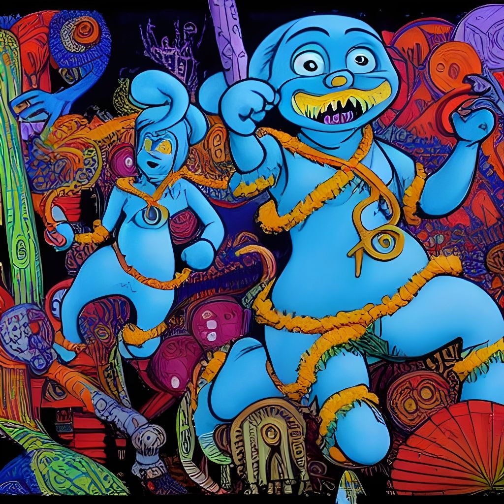 The Smurfs and the Magic Flute - AI Generated Artwork - NightCafe Creator