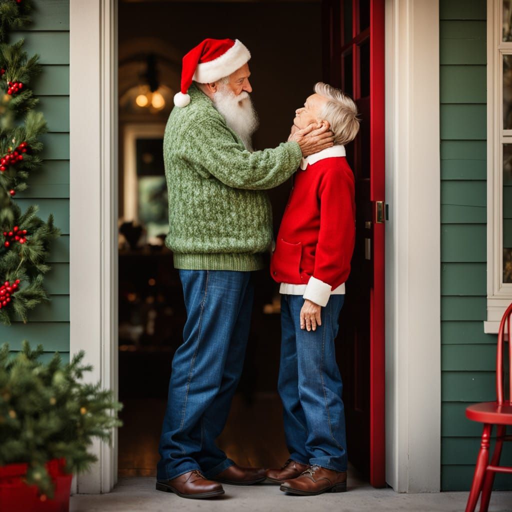 Santa Clause, at the end of his run, telling his chief elf they had a successful Christmas