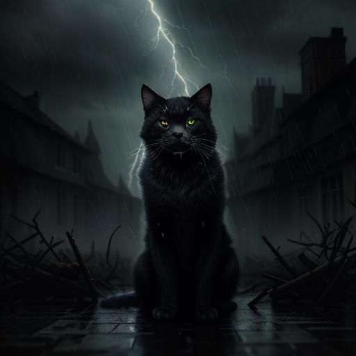 nature's fury, rain like cats and dogs, dark sinister, lightning - AI Generated Artwork ...