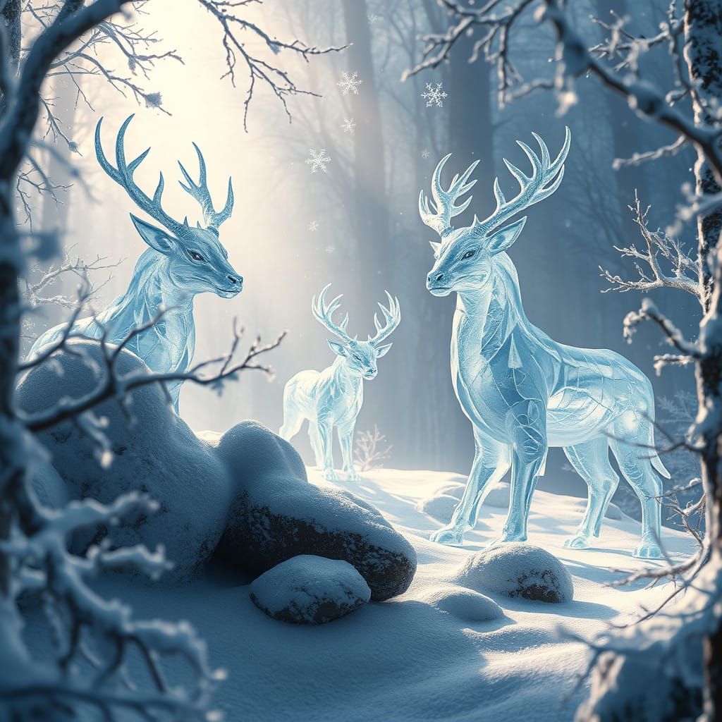 Enchanted Ice Realms of Whimsy in 3D Fantasy - AI Art