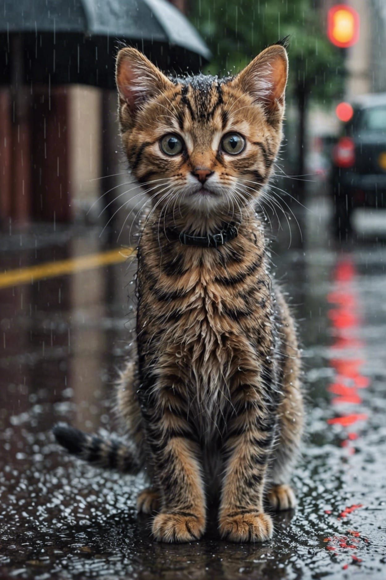 Little Kitty in the Rain - AI Generated Artwork - NightCafe Creator
