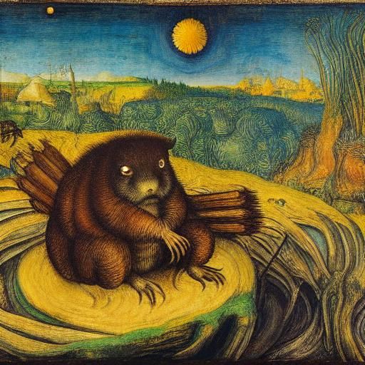 Extraterrestrial beaver and alien river By Lucas Cranach the Elder and ...