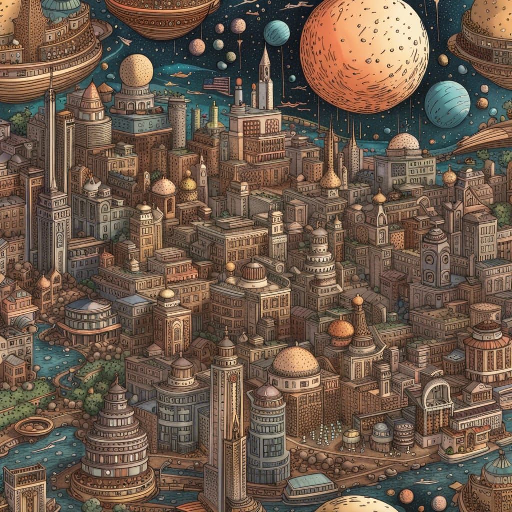 Cosmopolitan, cosmic city - AI Generated Artwork - NightCafe Creator