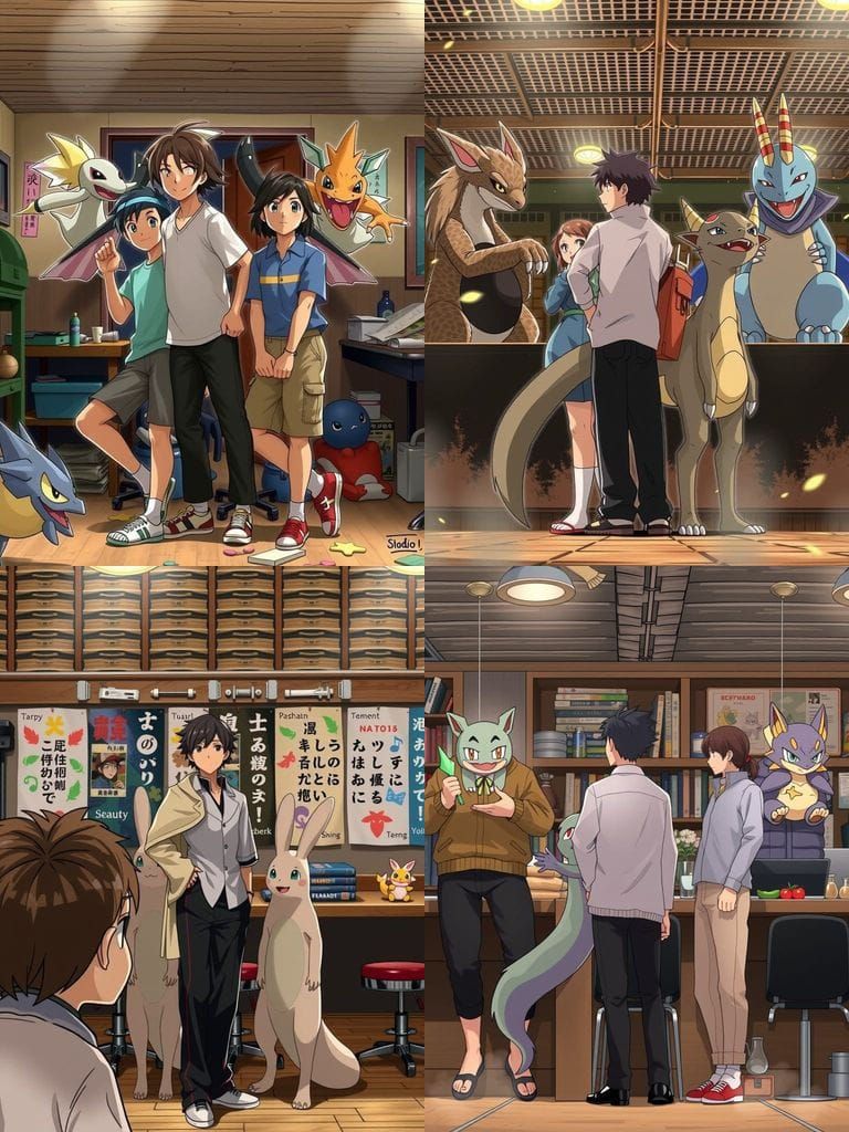 Pokémon Trainer Surrounded by Streaming Colleagues... - AI Art