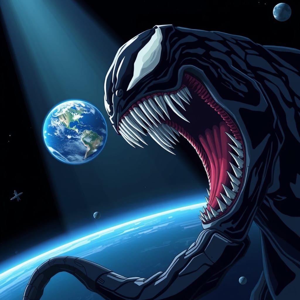 Giant Space Monster Devours the Earth in Dark, Cyb... - AI Art