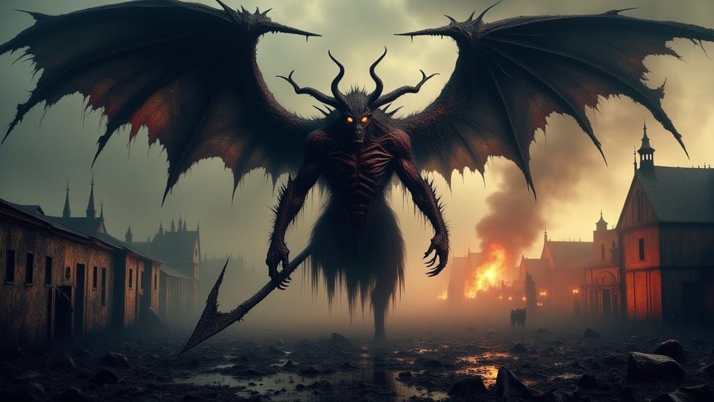 I’d like you to create a winged demon rising from Hell to Earth.