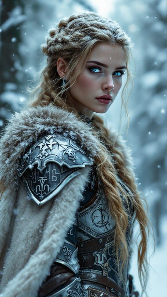 A legendary Valkyrie - Ethereal Valkyrie Warrior in Snowy Fo...