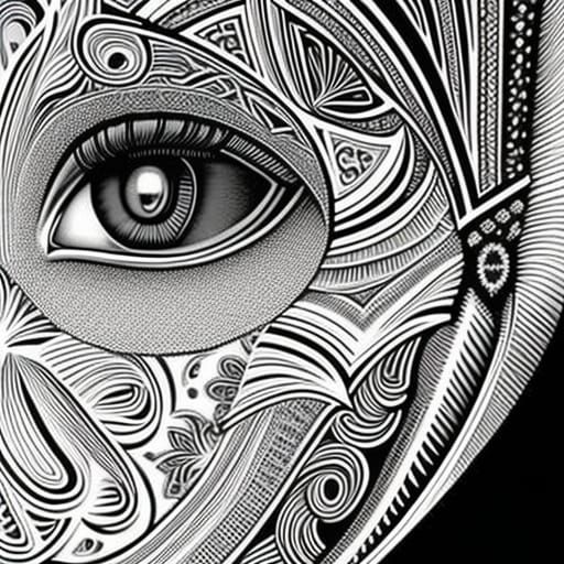 Eye, Coloring Page, Swirled Face - AI Generated Artwork - NightCafe Creator