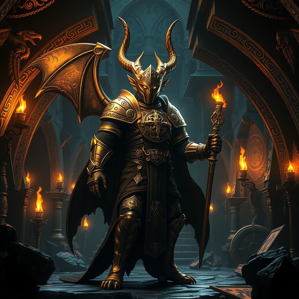 Dungeon Master - Epic Dragonborn Paladin in Ancient Dungeon