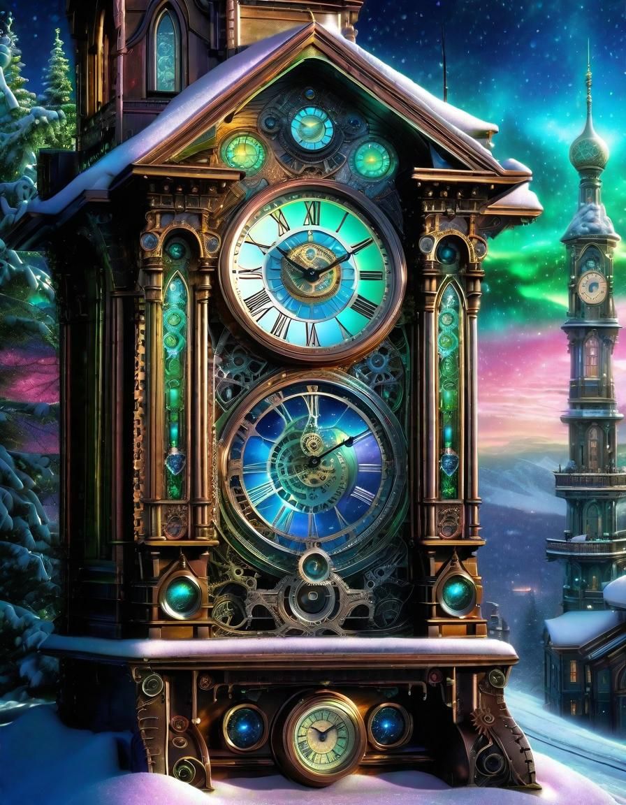 Winter clocktower - AI Generated Artwork - NightCafe Creator