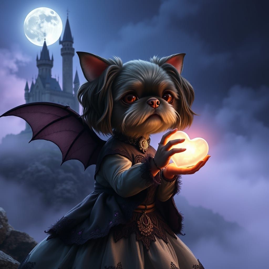 Enchanted Gothic Fantasy Portrait with Bat-Winged ... - AI Art