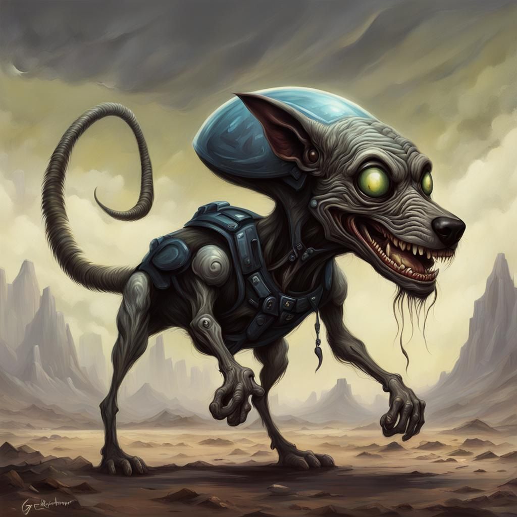 alien dog with long floppy ears and big human smile - AI Generated ...
