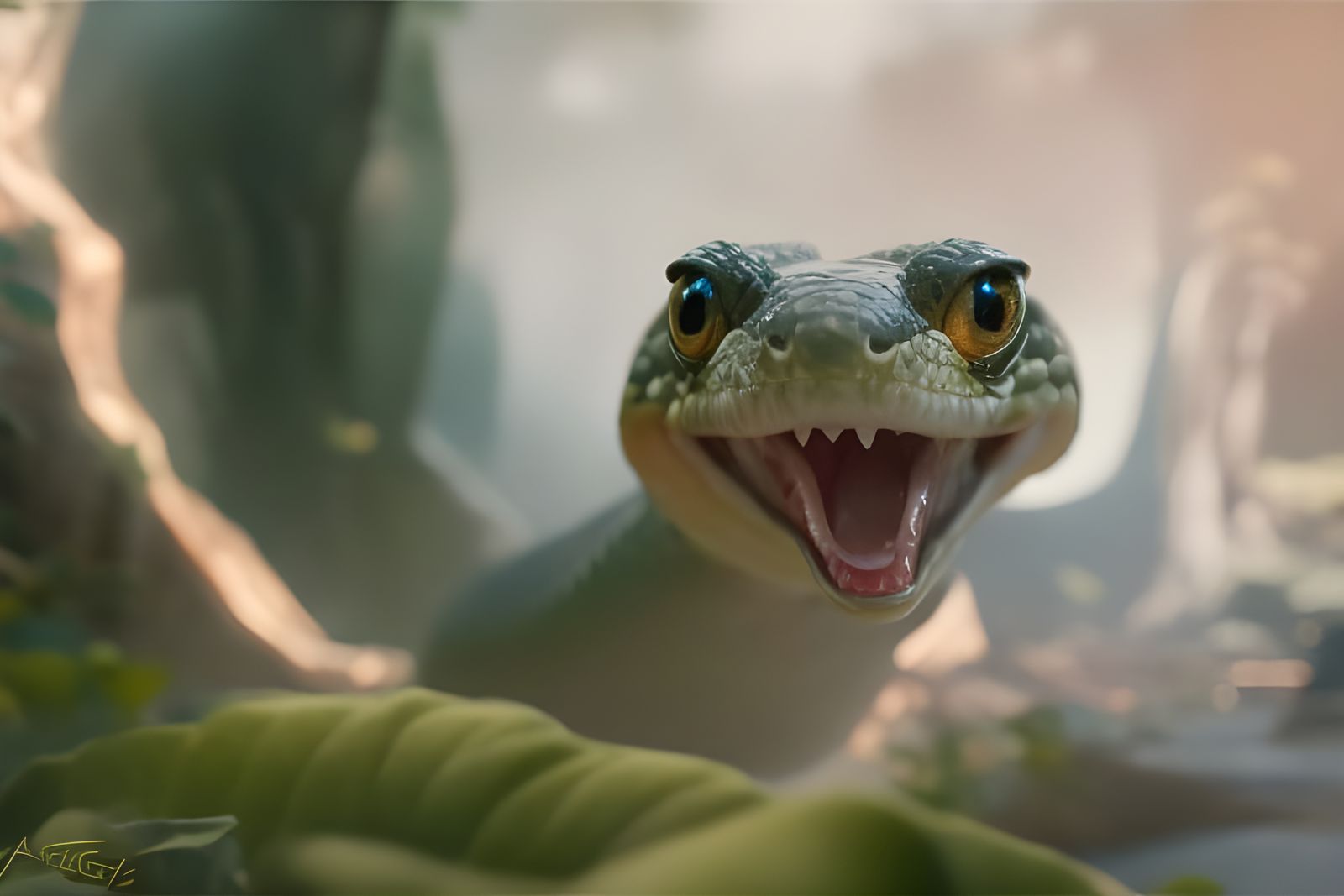 Two Snakes Slither Into a Bar - AI Generated Artwork - NightCafe Creator