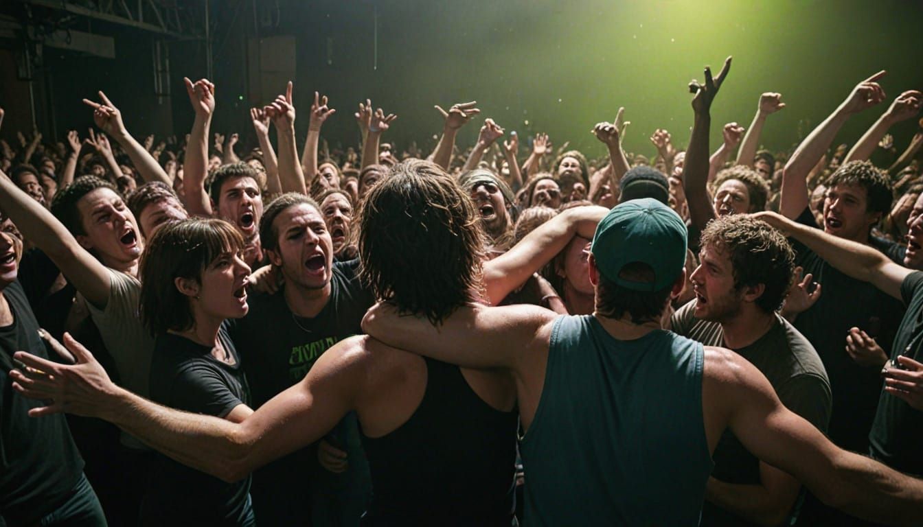 'Moshpit Chaos: A Hyperrealistic Ode to Urban Energy,' inspired by the ...