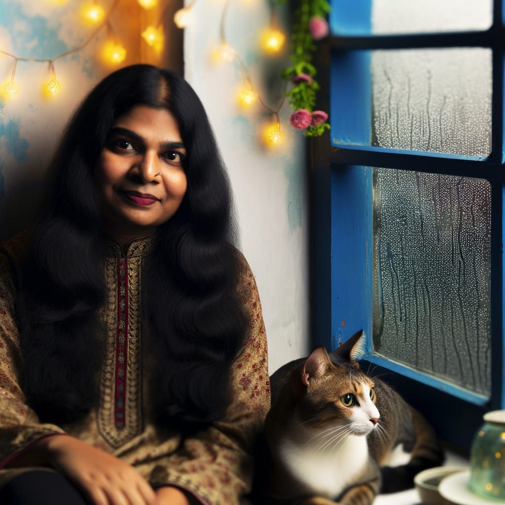 With a cat, monsoon season is cozy. - AI Generated Artwork - NightCafe ...