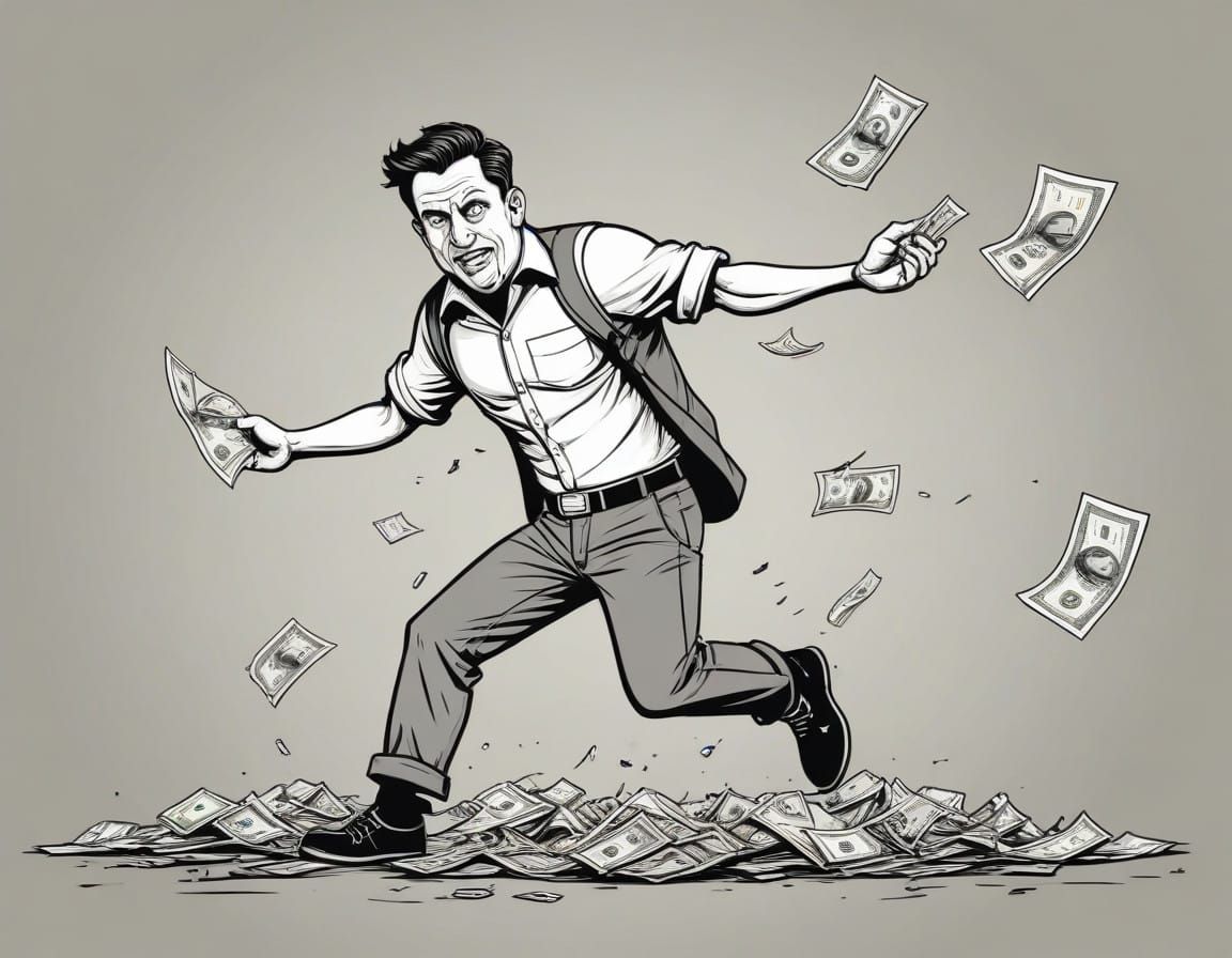 Satirical Cartoon of a Corrupt Football Player - AI Art