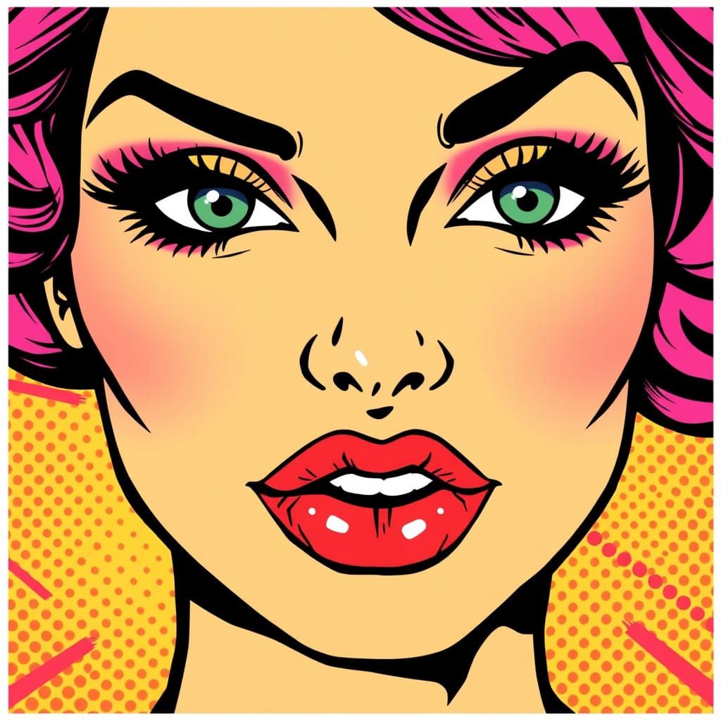 Vintage Pop Art - Pop Art Comic Book Portrait in Vibrant Co...