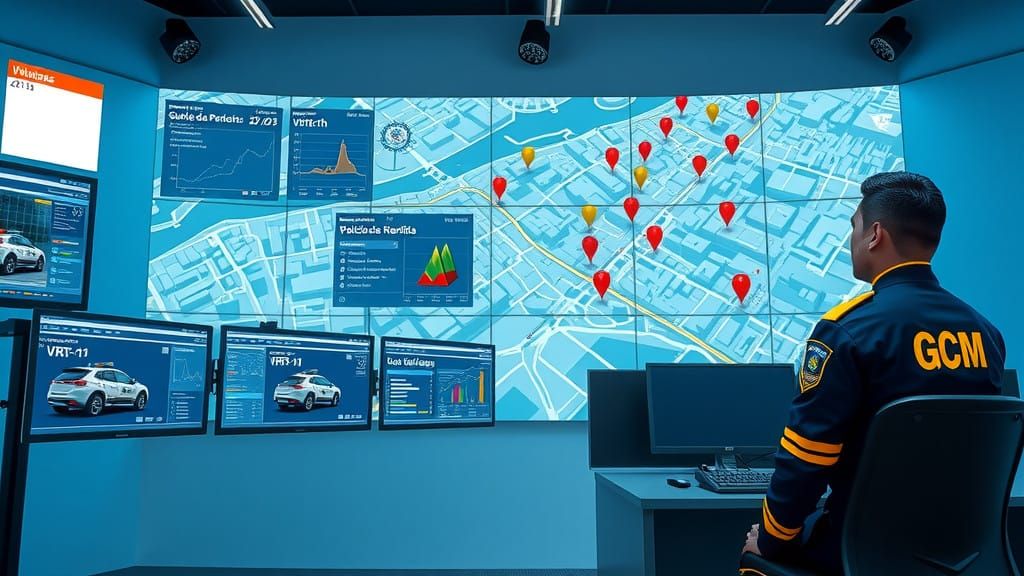High-Tech Control Room with Realistic Police Vehic... - AI Art