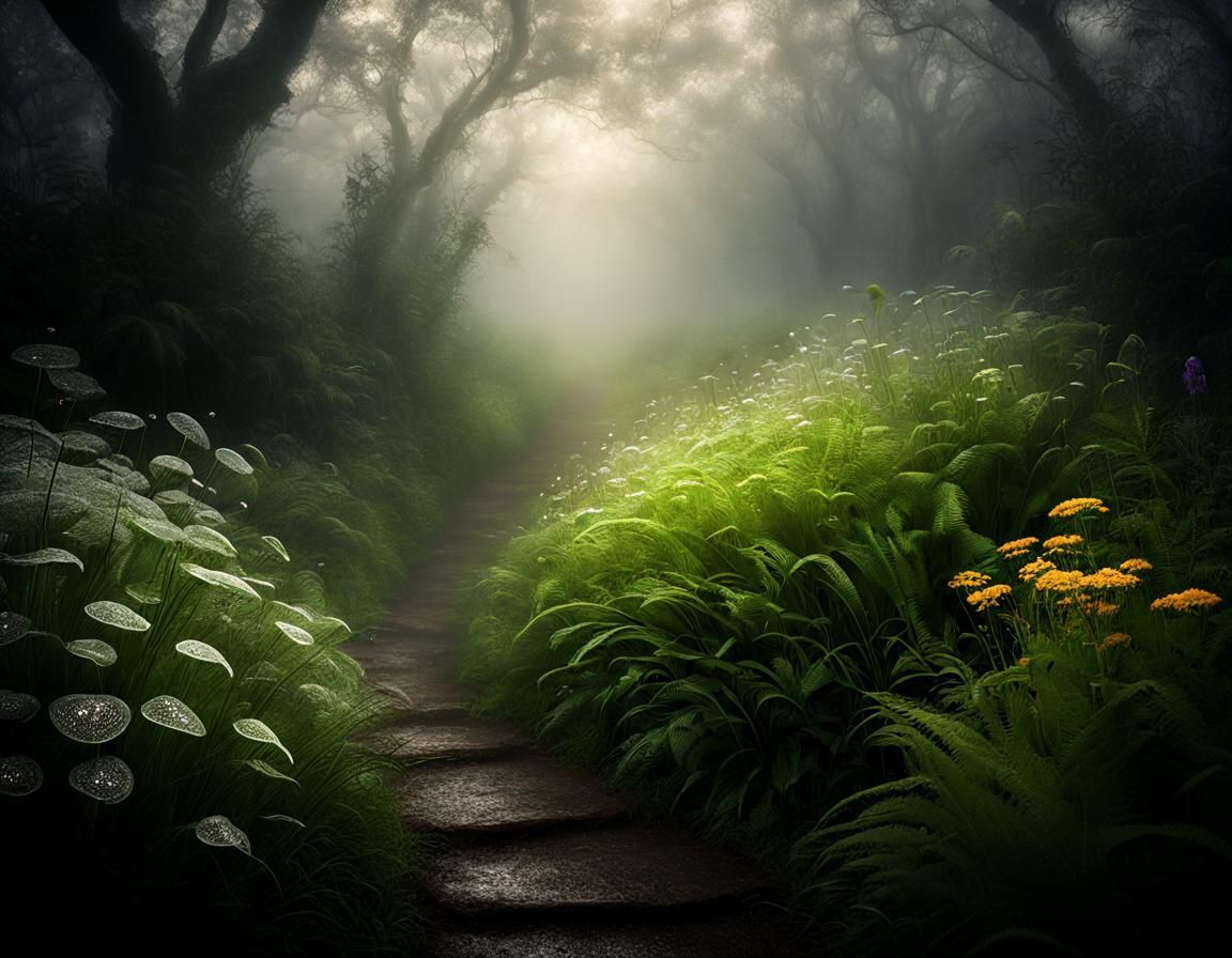 Foggy Path - AI Generated Artwork - NightCafe Creator