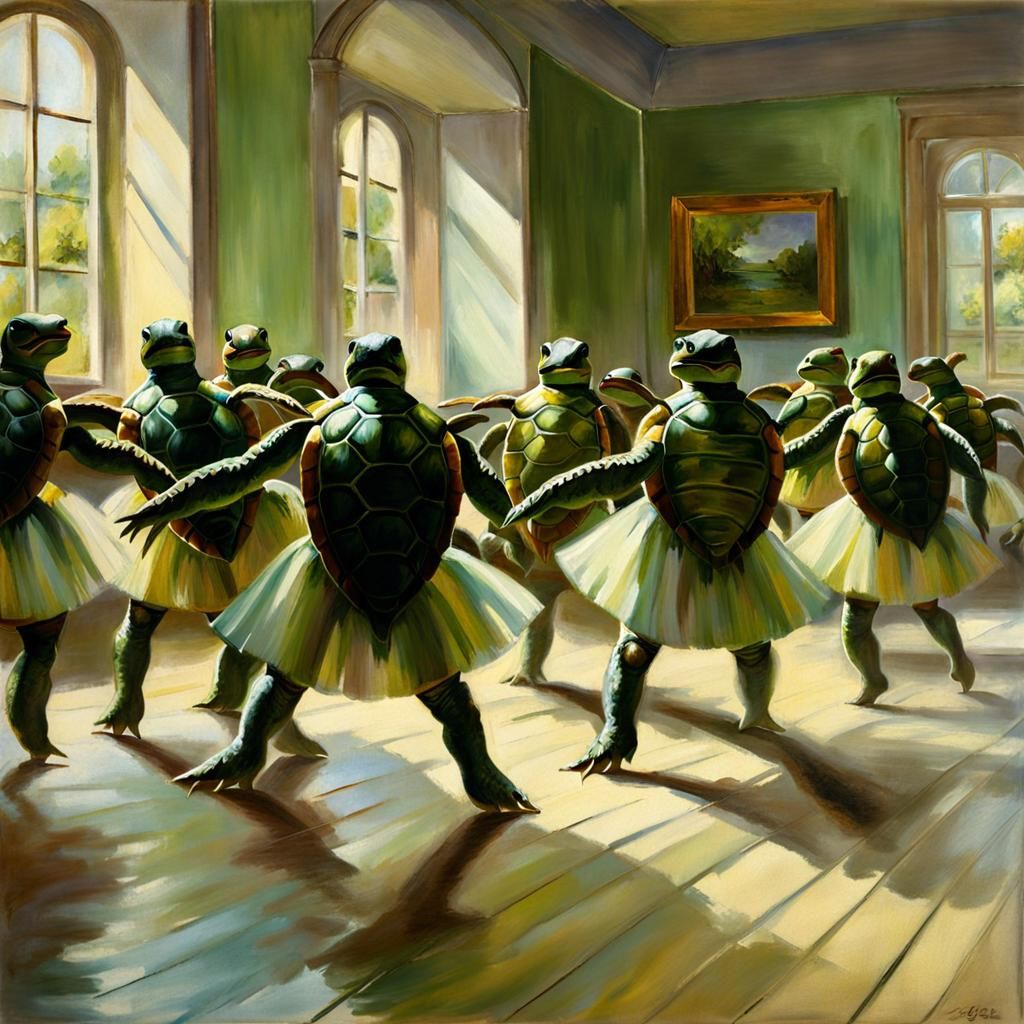 The dance class - turtles group - AI Generated Artwork - NightCafe Creator