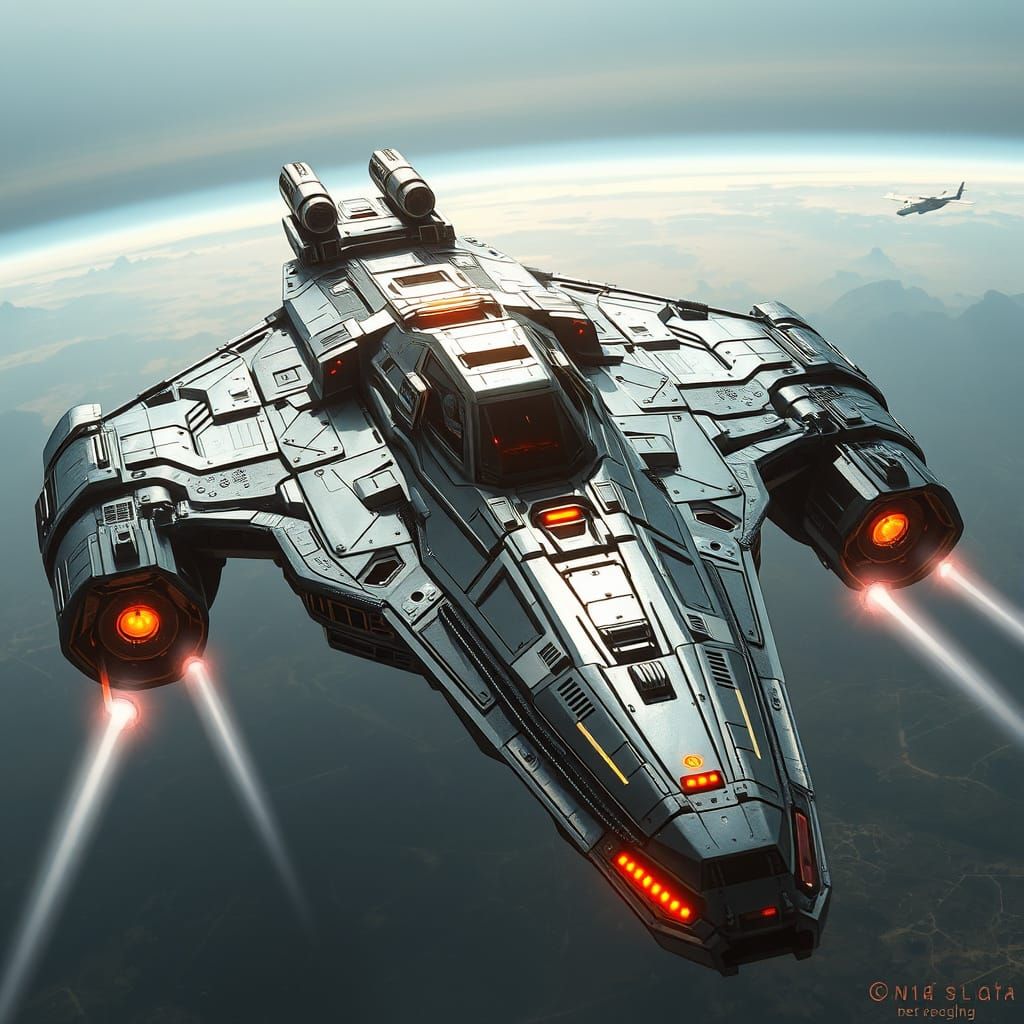 Cyberpunk Space Shuttle in Chrome Armor - AI Art