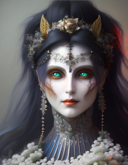 Insanely detailed fantasy and whimsical portrait painting of a Dybbuk ...