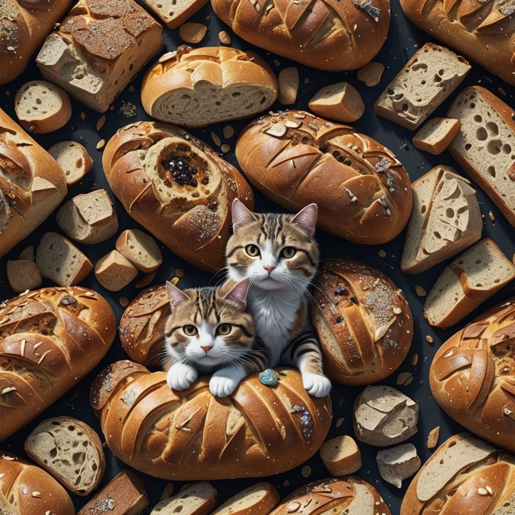 2 cats in bread - AI Generated Artwork - NightCafe Creator