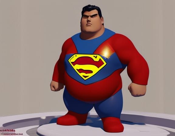 fat, obese superman wearing his uniform superman is fat and lazy now ...