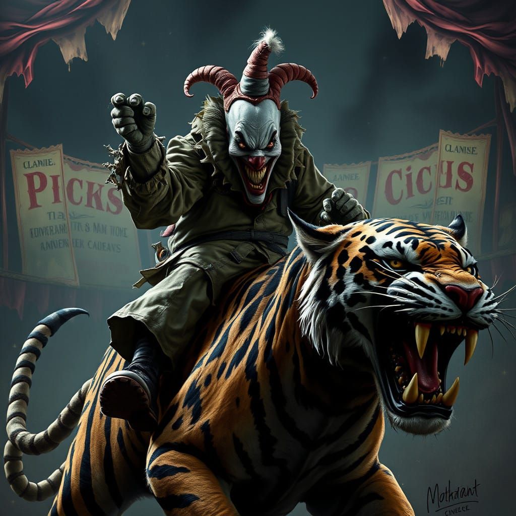 Vicious Clown Riding Angry Tiger - Vicious Clown Riding Angr...