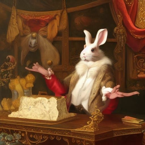 Comedian Rabbit Composes Whimsical Opera in Lavish... - AI Art